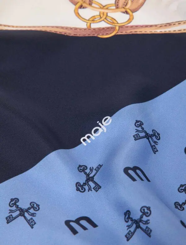 Maje Equestrian Motif Silk Scarf