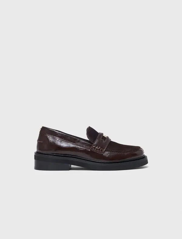 Maje Leather And Suede Penny Loafers