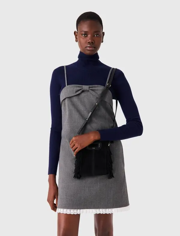 Maje Suede Mini M Bag With Fringes