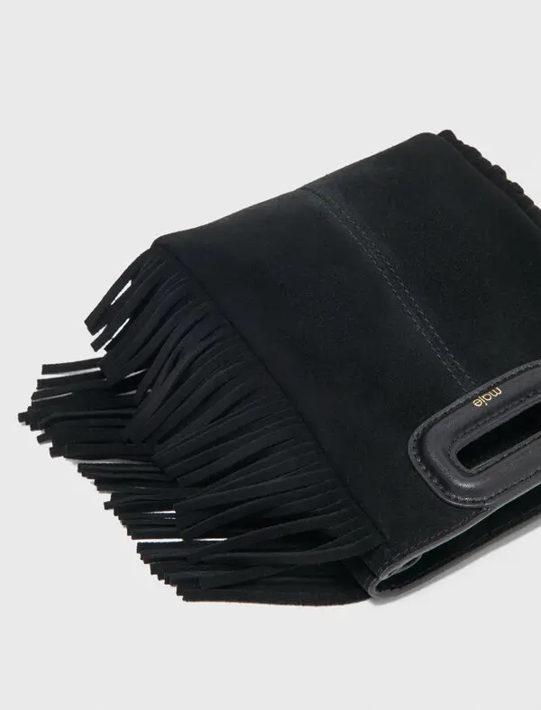 Maje Suede Mini M Bag With Fringes