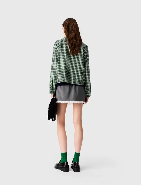Maje Embellished Check Shirt With Removable Tie