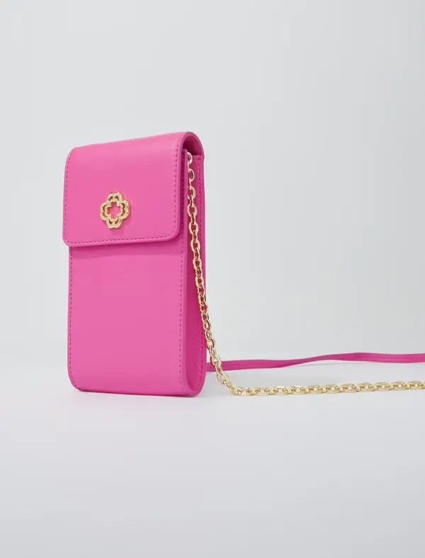 Maje Plain Leather Phone Pouch With Chain Strap
