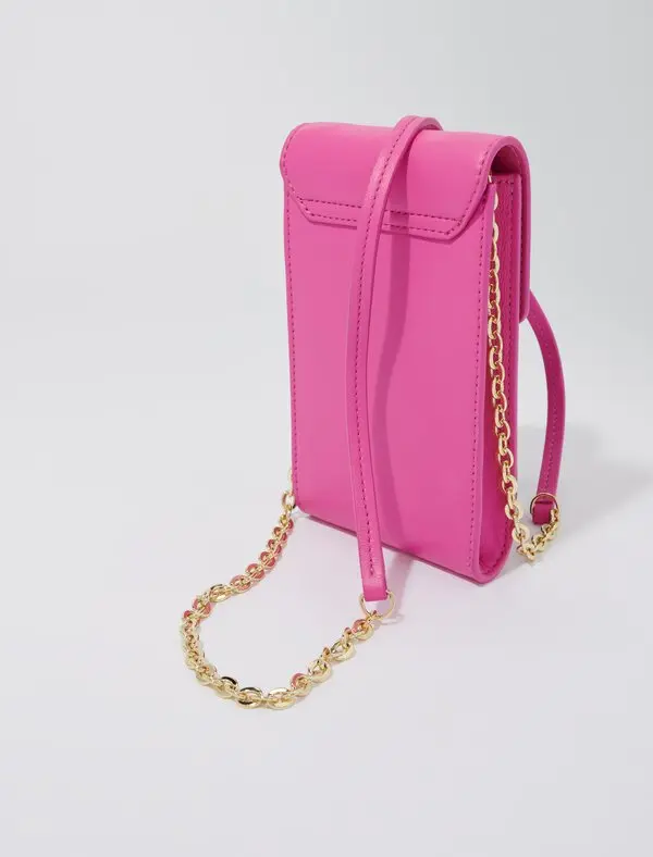 Maje Plain Leather Phone Pouch With Chain Strap