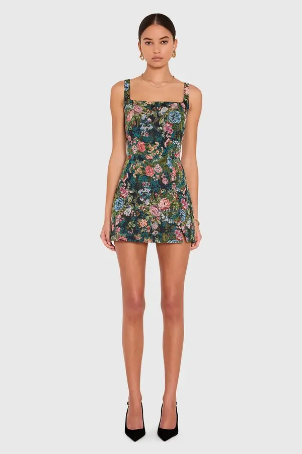 Amanda Uprichard Rhonda Romper In Antoinette - Malachite Multi
