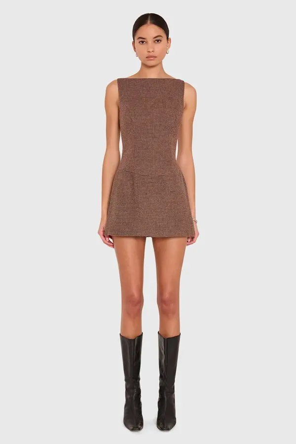 Amanda Uprichard Ines Romper In Heritage Tweed - Toffee