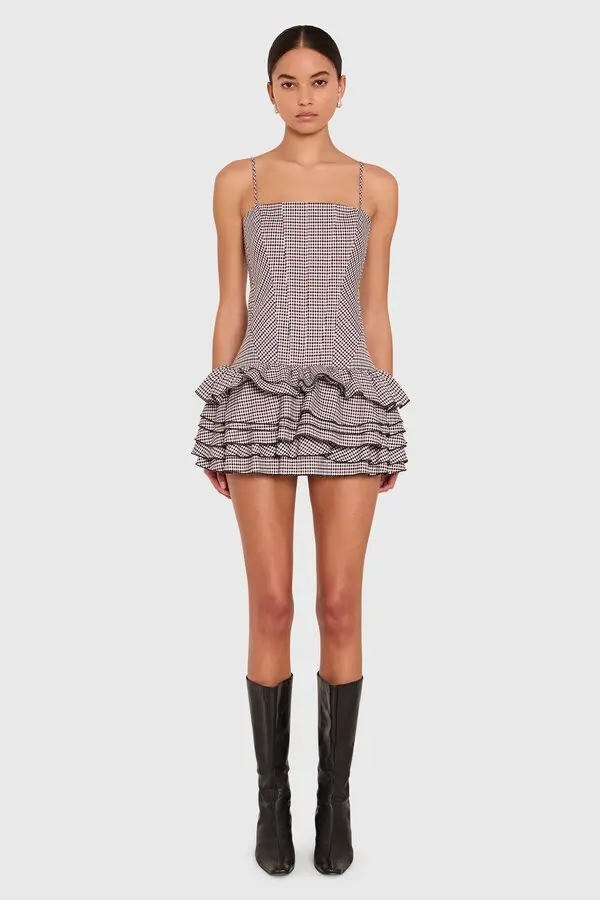 Amanda Uprichard Laureline Romper In Cambridge Plaid