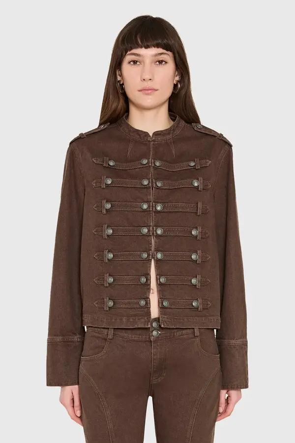 Amanda Uprichard Emma Jacket In Brown Denim - Cocoa