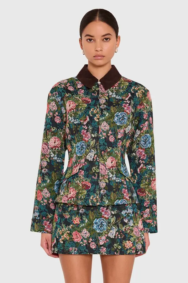 Amanda Uprichard Jalen Jacket In Antoinette - Malachite Multi
