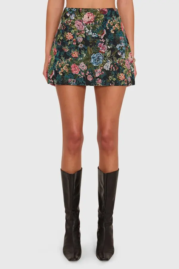 Amanda Uprichard Miles Skort In Antoinette - Malachite Multi