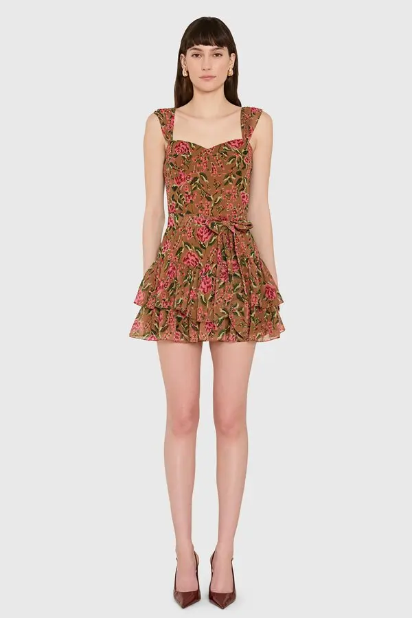 Amanda Uprichard Kendra Skort Romper In Evening Rose - Evening Rose Print