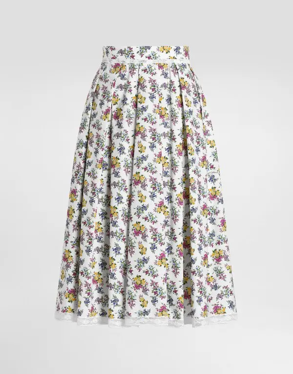 Dolce & Gabbana Floral-print Poplin Midi Skirt