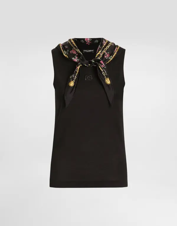 Dolce & Gabbana Jersey T-shirt With Scarf - Black