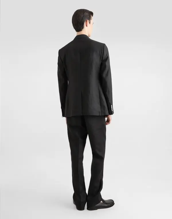 Dolce & Gabbana Double-breasted Linen Jacket With Patch