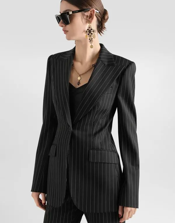Dolce & Gabbana Turlington Single-breasted Jacket In Pinstripe Wool