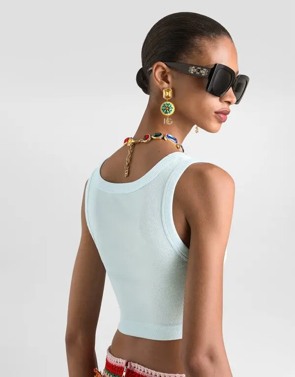 Dolce & Gabbana Cropped Ribbed Tank Top With Logo