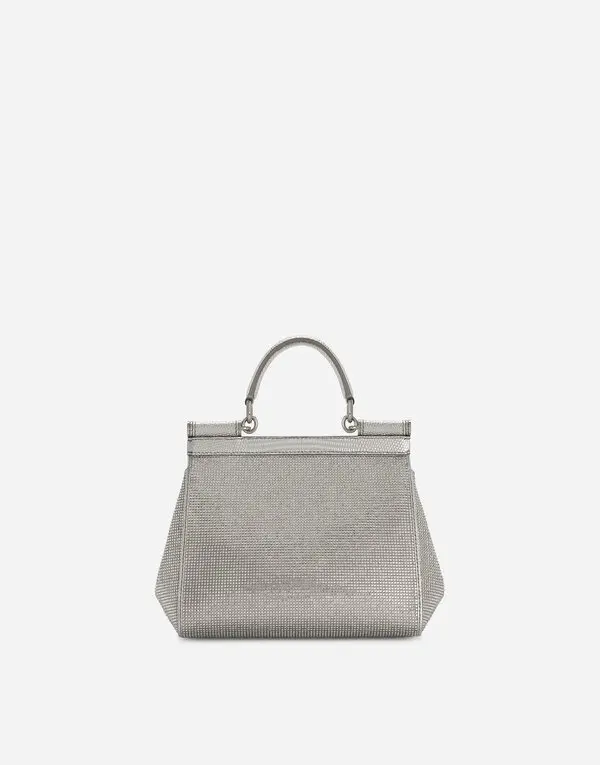 Dolce & Gabbana Medium Sicily Handbag In Satin With Rhinestones