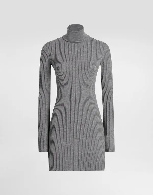 Dolce & Gabbana Turtleneck Long Dress In Wool