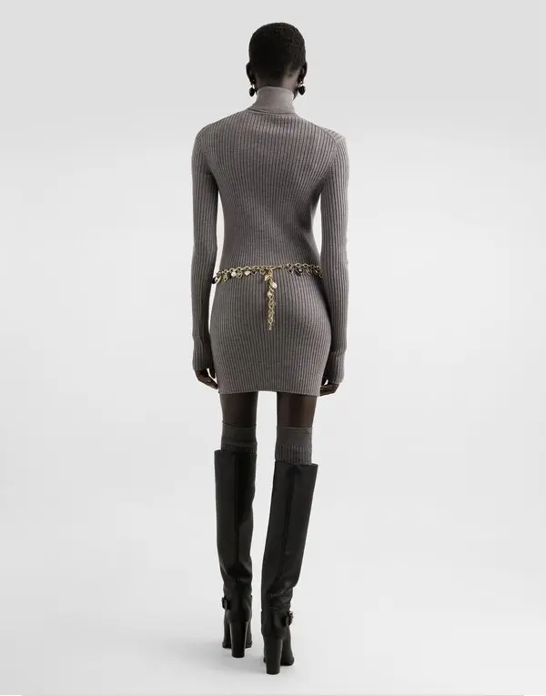 Dolce & Gabbana Turtleneck Long Dress In Wool