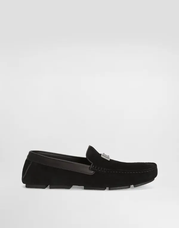 Dolce & Gabbana Split Calfskin Slip-on Slipper With Logo Plate