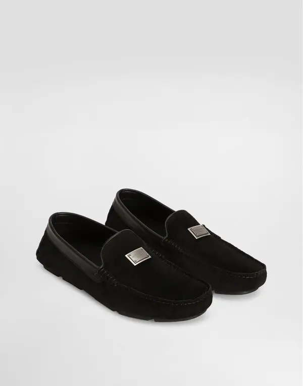 Dolce & Gabbana Split Calfskin Slip-on Slipper With Logo Plate