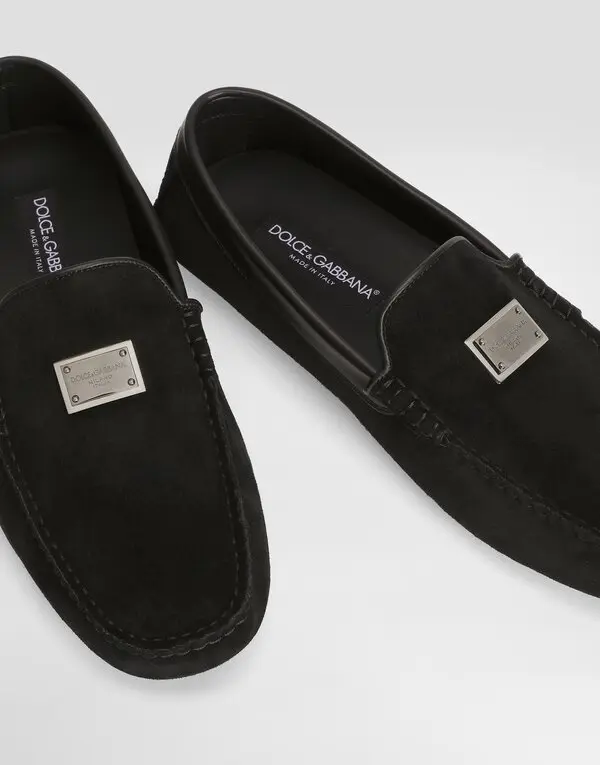 Dolce & Gabbana Split Calfskin Slip-on Slipper With Logo Plate