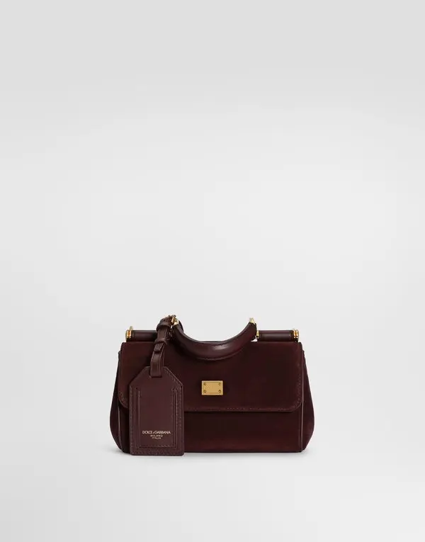 Dolce & Gabbana Mini My Sicily Handbag In Split Leather - Bordeaux