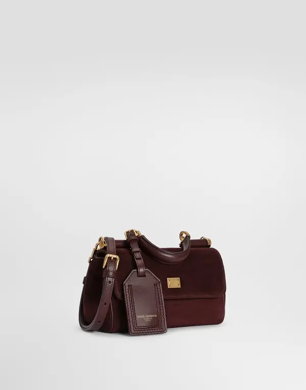 Dolce & Gabbana Mini My Sicily Handbag In Split Leather - Bordeaux