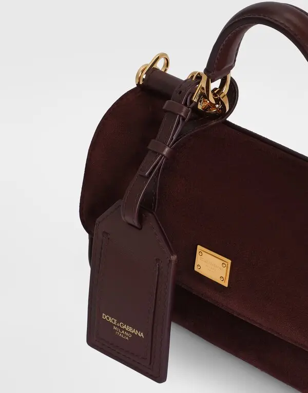 Dolce & Gabbana Mini My Sicily Handbag In Split Leather - Bordeaux