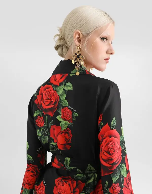 Dolce & Gabbana Rose-print Vanity Twill Shirt