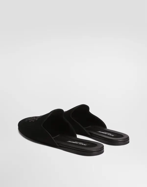 Dolce & Gabbana Calfskin Embroidered Slippers