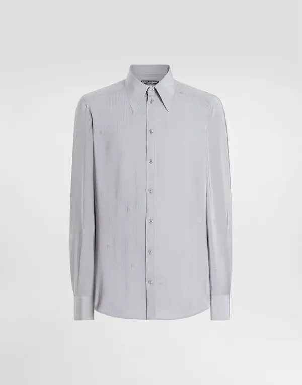 Dolce & Gabbana Gold Shirt In Silk Jacquard