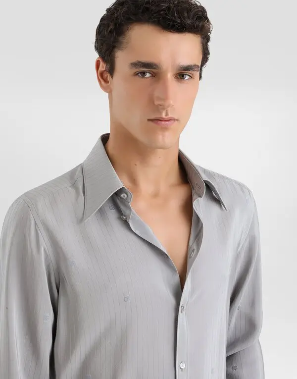 Dolce & Gabbana Gold Shirt In Silk Jacquard