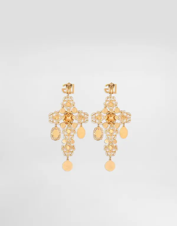 Dolce & Gabbana Filigree Cross Clip Earrings