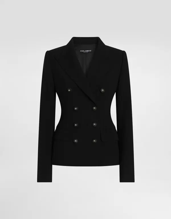 Dolce & Gabbana Double-breasted Jacket In Double Wool Crêpe - Black