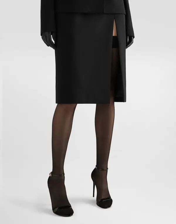 Dolce & Gabbana Double Wool Skirt With Front Slit