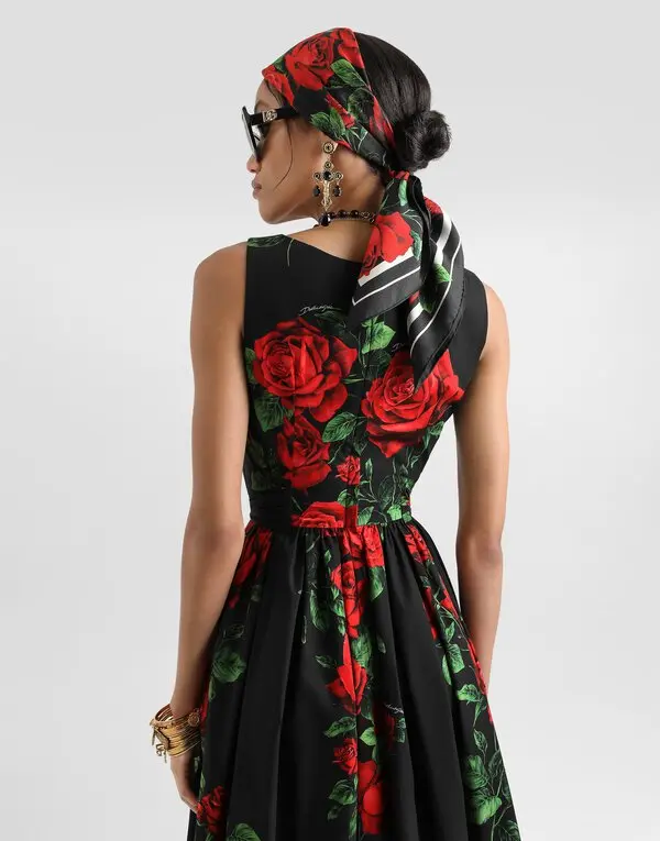 Dolce & Gabbana Rose-print Poplin Dress