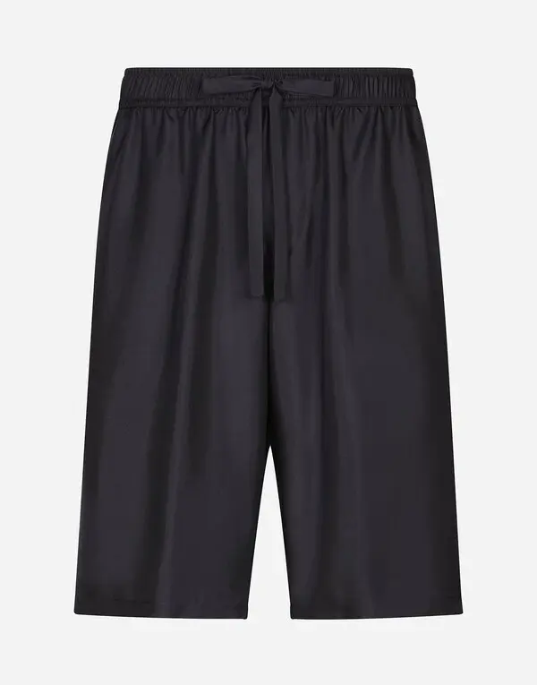 Dolce & Gabbana Silk Twill Jogging Shorts With Embroidery