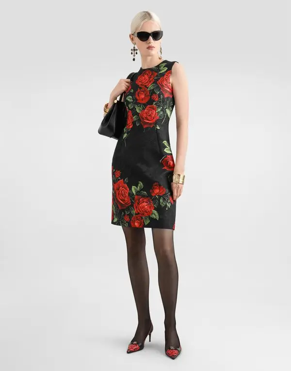 Dolce & Gabbana Rose-print Brocade Dress