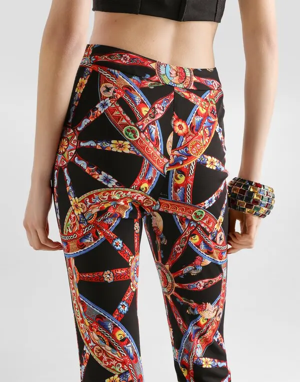 Dolce & Gabbana Carretto-print Viscose Jersey Flare Leggings