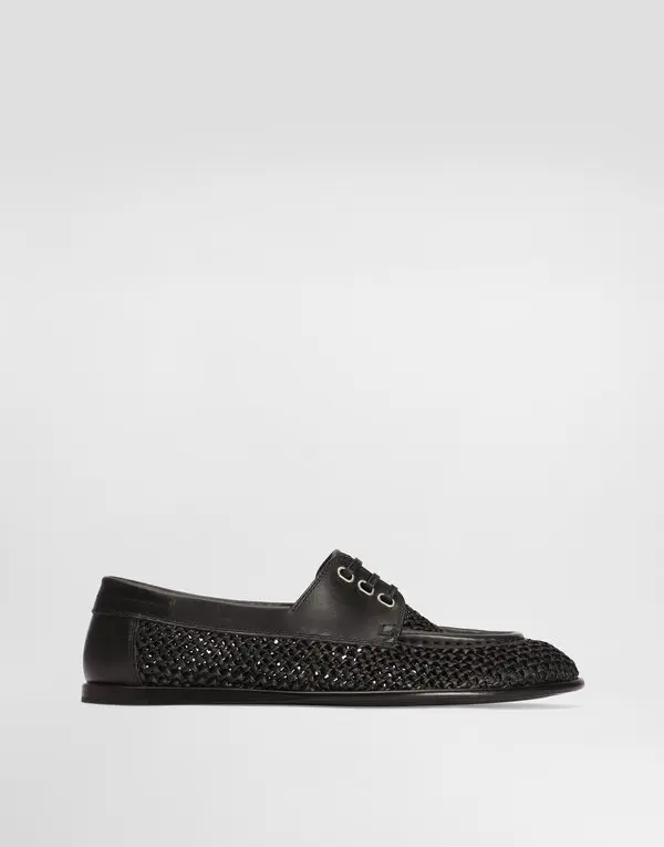 Dolce & Gabbana Derby Shoes In Raffia - Black