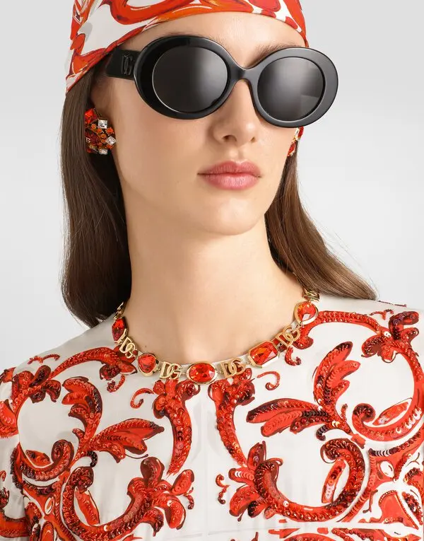Dolce & Gabbana Logo Necklace With Red Stones