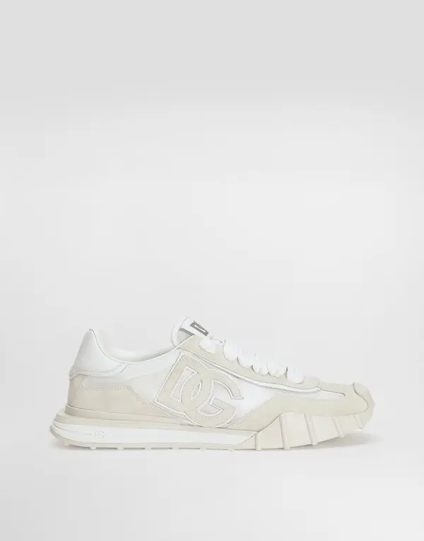 Dolce & Gabbana Dg Athletic Sneakers In Fabric And Calfskin - Cream