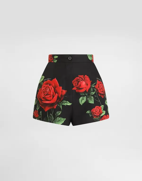 Dolce & Gabbana Rose-print Poplin Shorts - Multicolor