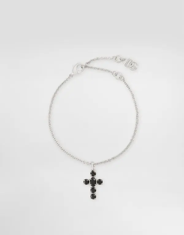 Dolce & Gabbana Link Bracelet With Rhinestone-detailed Cross Charms