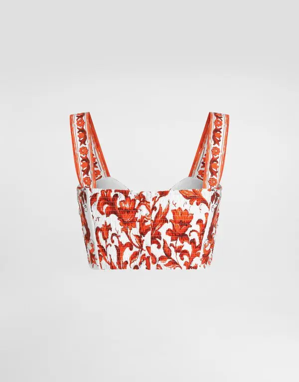Dolce & Gabbana Majolica-print Poplin Bustier Top