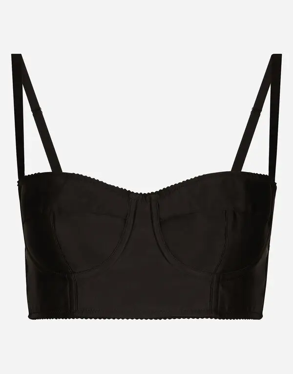 Dolce & Gabbana Satin And Marquisette Bustier - Black