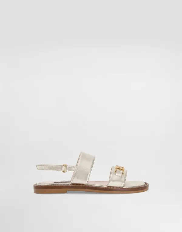 Dolce & Gabbana Laminated Nappa Leather Sandals With Logo Detail