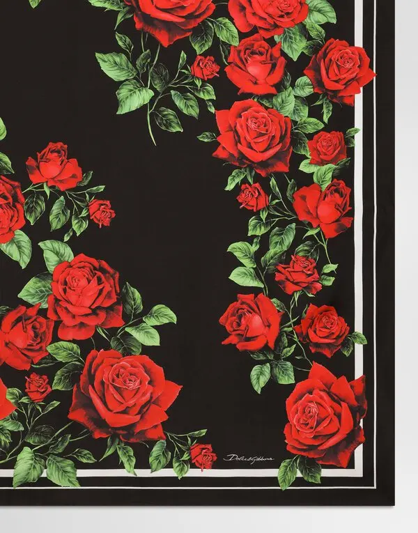 Dolce & Gabbana 90x90 Rose- Silk Twill Scarf