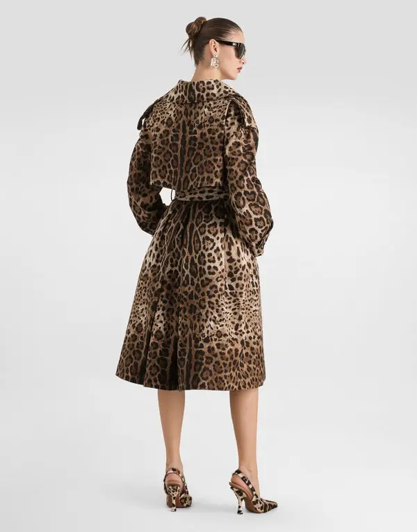 Dolce & Gabbana Double-breasted Leopard Cotton Drill Coat