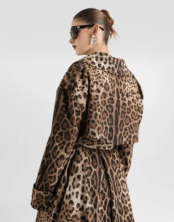 Dolce & Gabbana Double-breasted Leopard Cotton Drill Coat